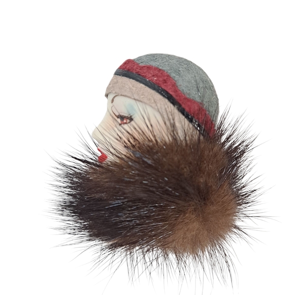 Vintage | Jewelry | Vintage Lady Head Brooch With Mink Collar Art Deco ...
